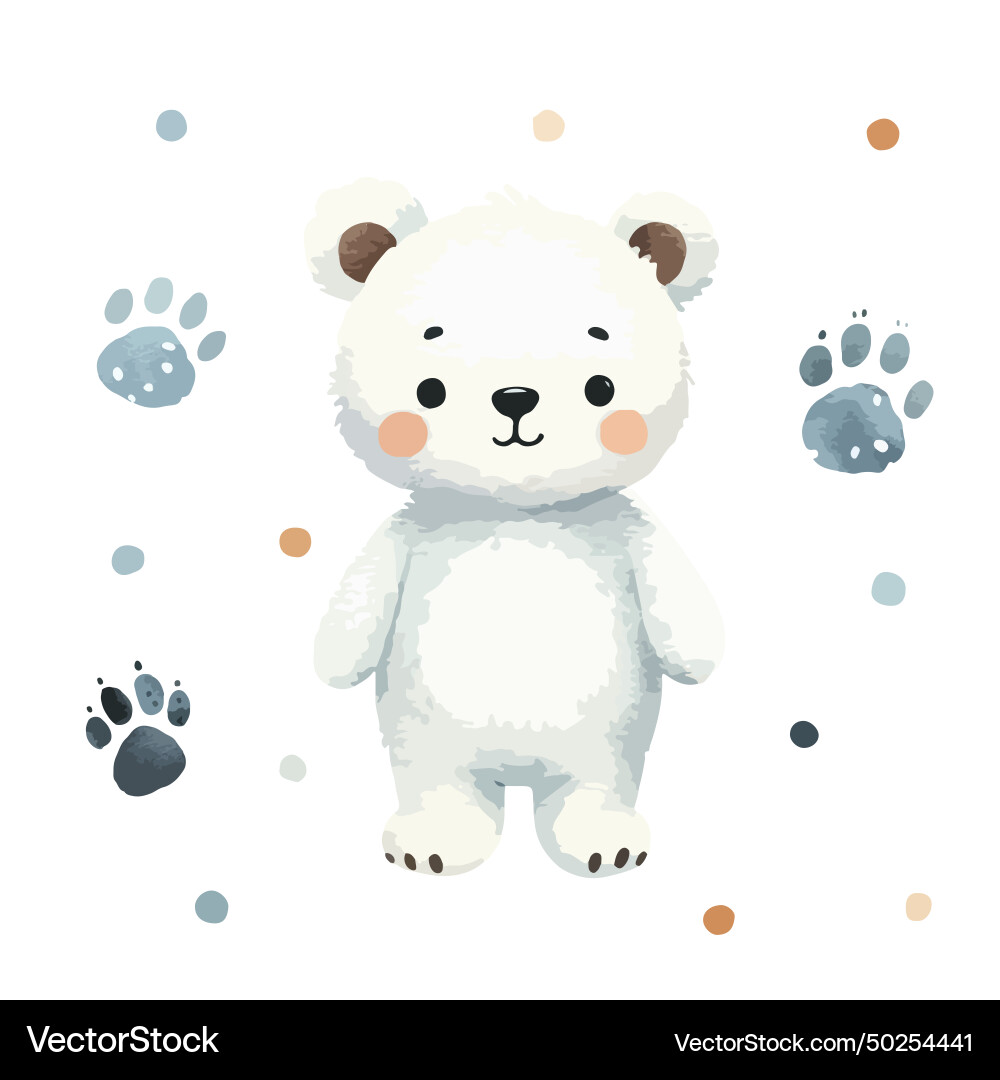 Watercolor cute bear hand drawn Royalty Free Vector Image