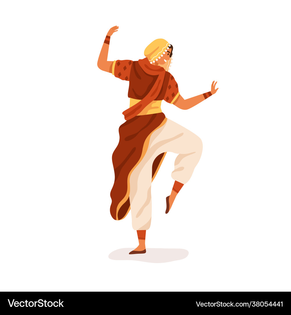 Young happy indian dancer performing traditional Vector Image