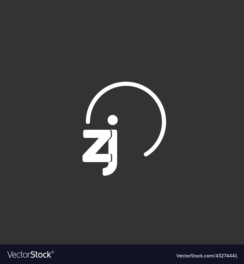 Zj initial logo with rounded circle Royalty Free Vector