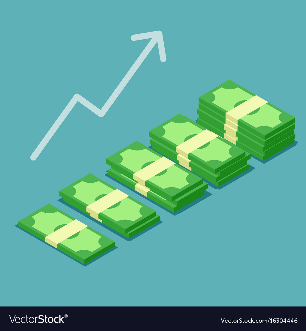 Banknotes stack growth successful Royalty Free Vector Image