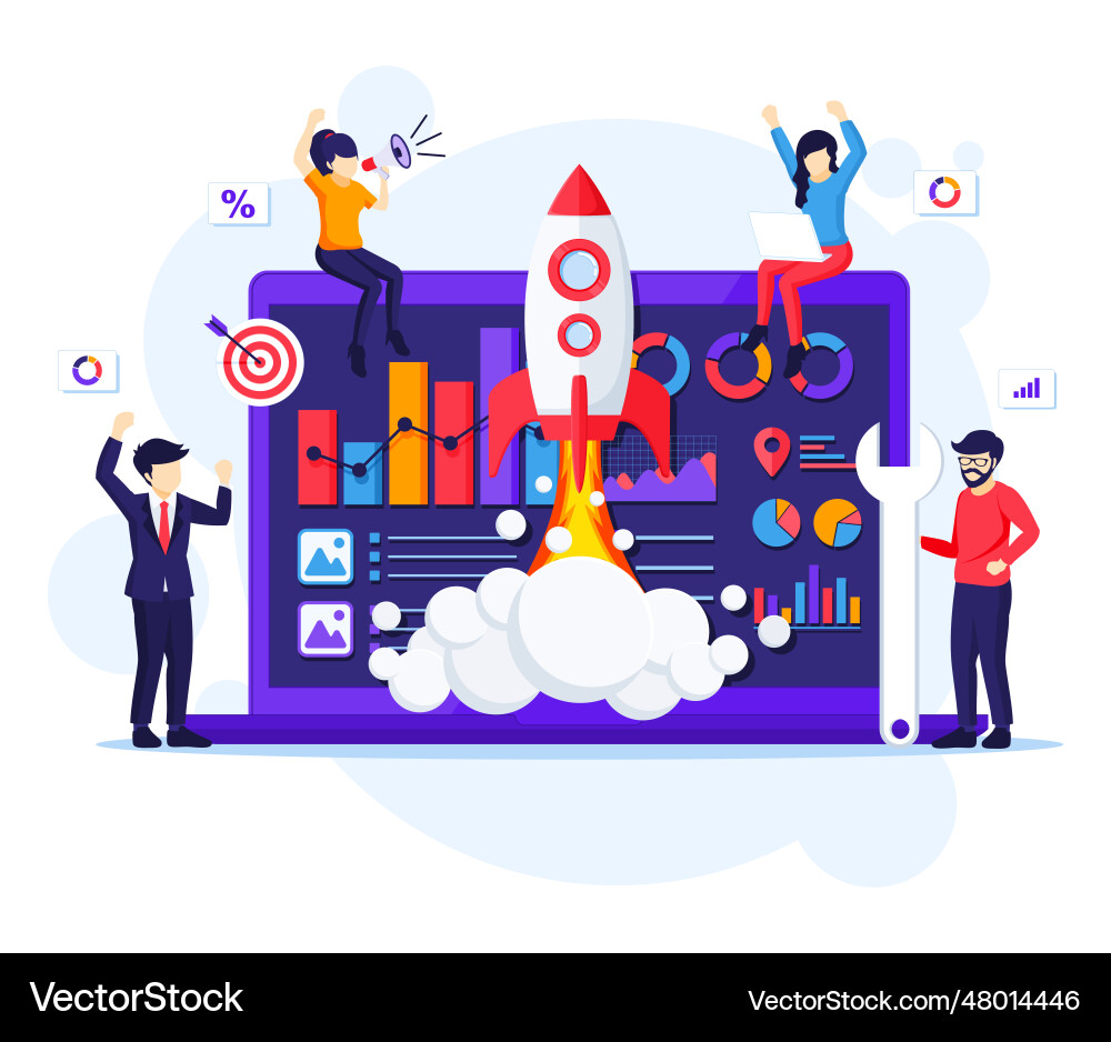 Business startup concept people working Royalty Free Vector