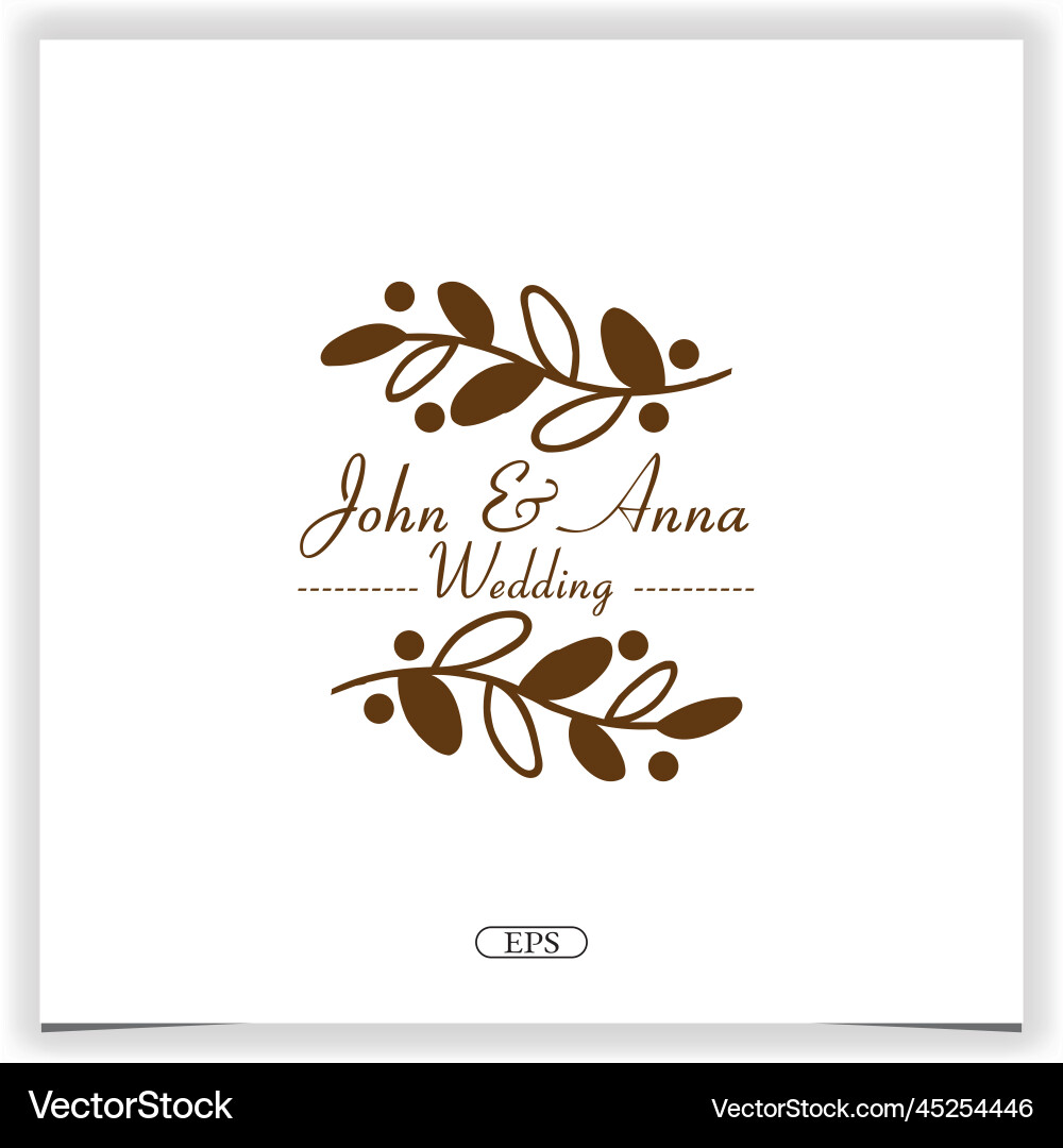 Floral wedding logo premium elegant template eps Vector Image