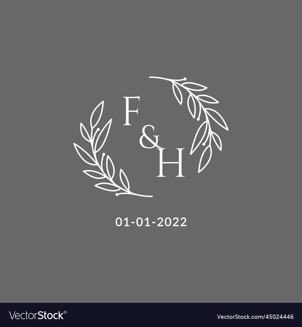 Initial letter fh monogram wedding logo Royalty Free Vector