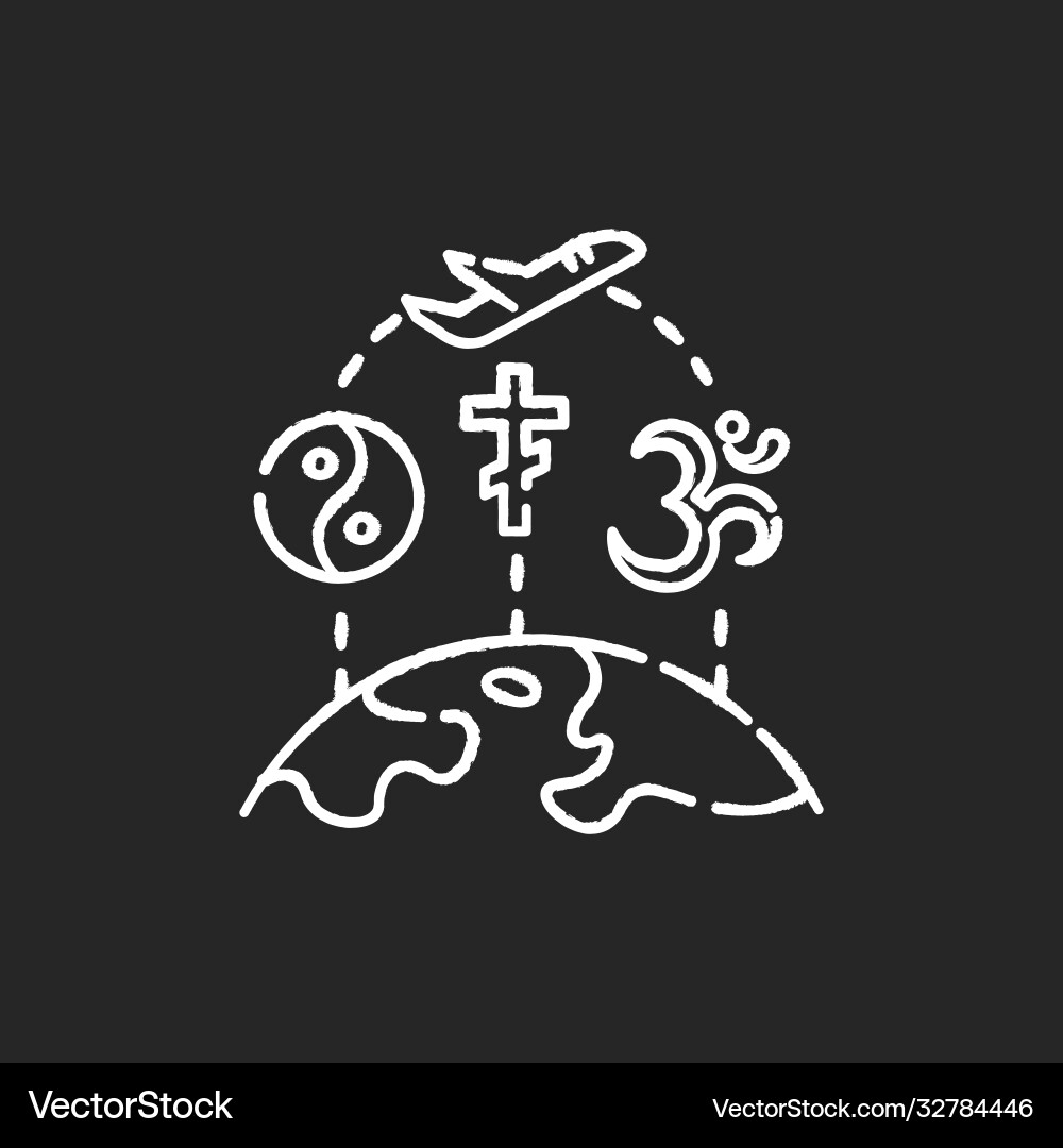 Religious tourism chalk white icon on black Vector Image