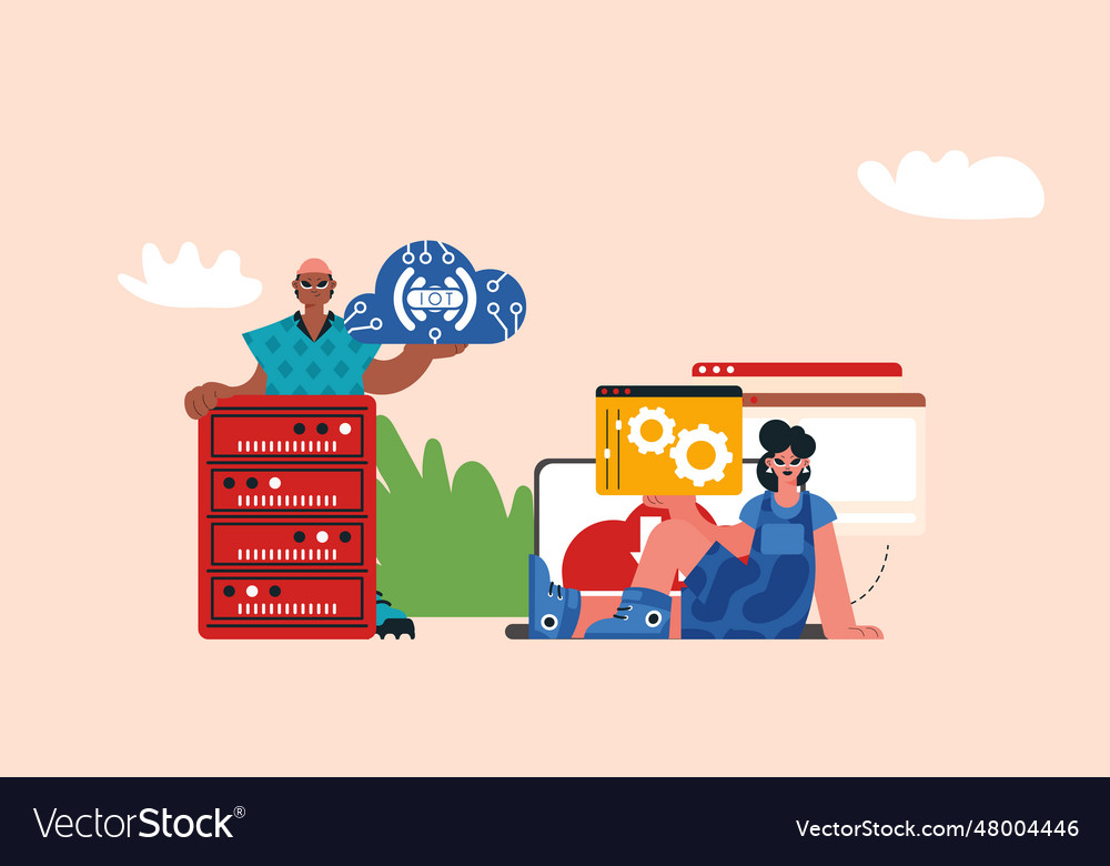 Representation of the iot modify and back bunch Vector Image