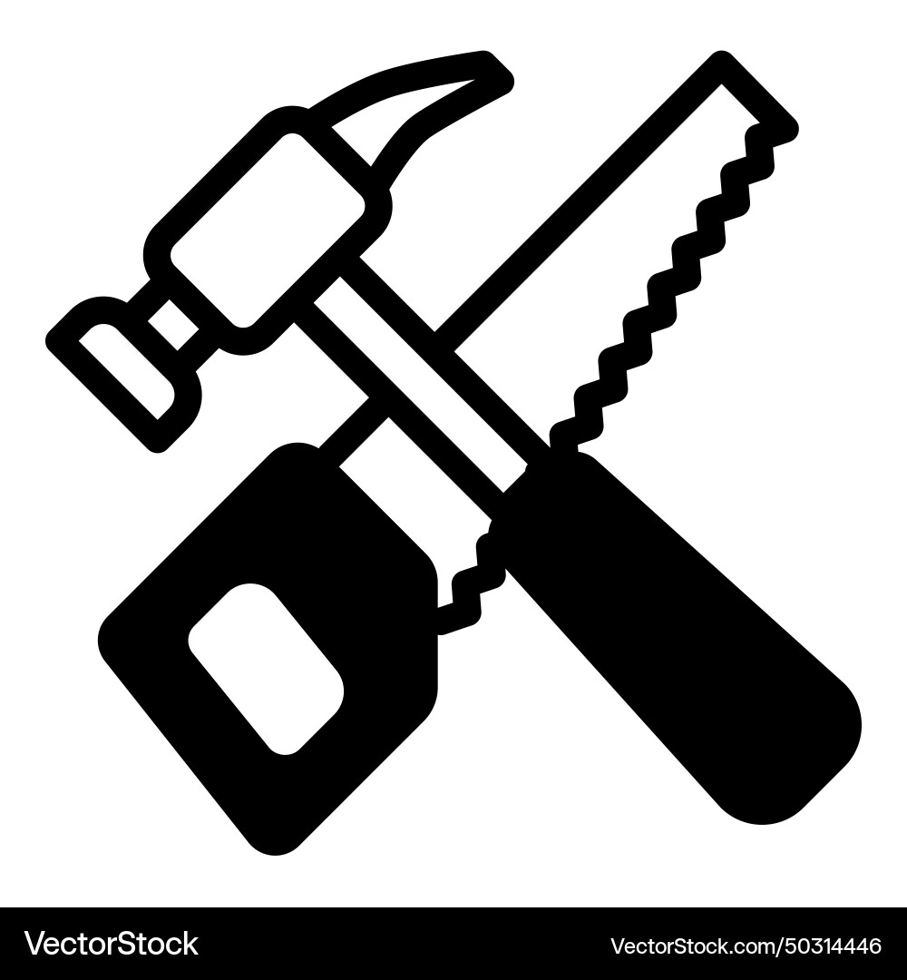 Saw and hammer flat icon isolated on white Vector Image