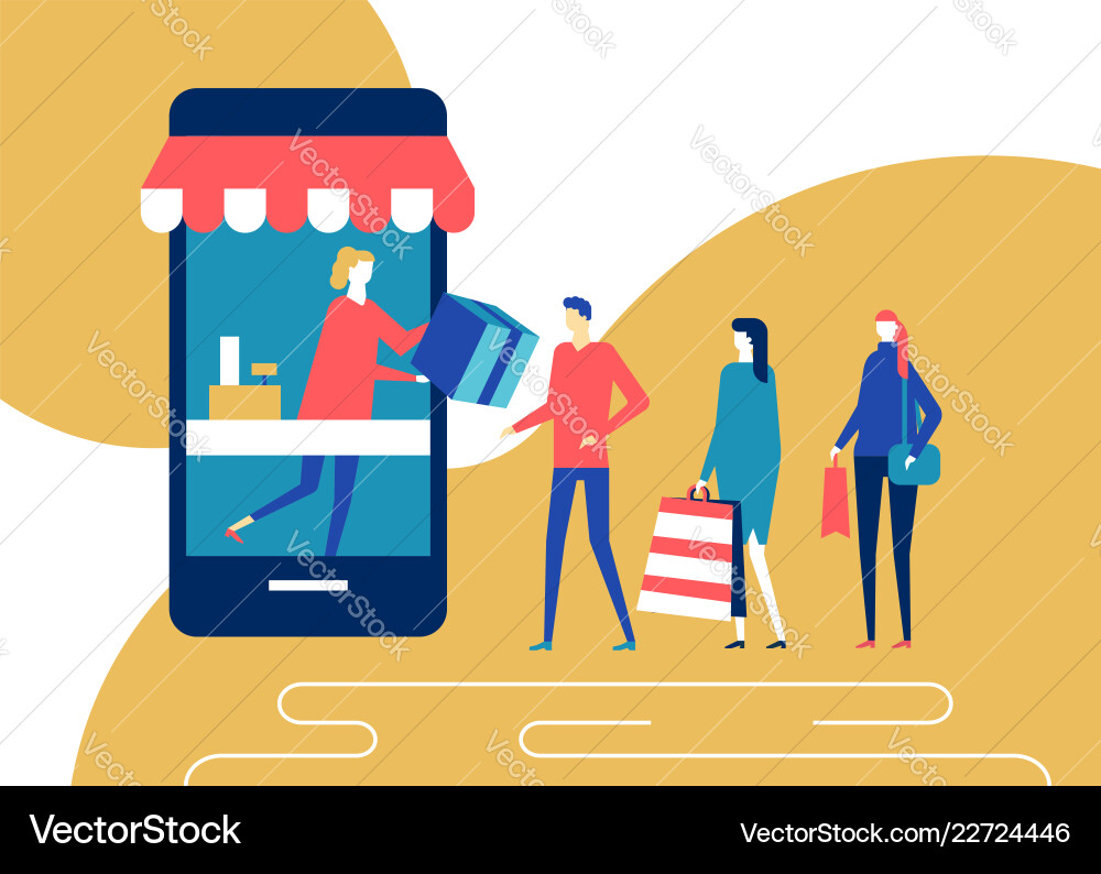Shopping online - flat design style colorful Vector Image