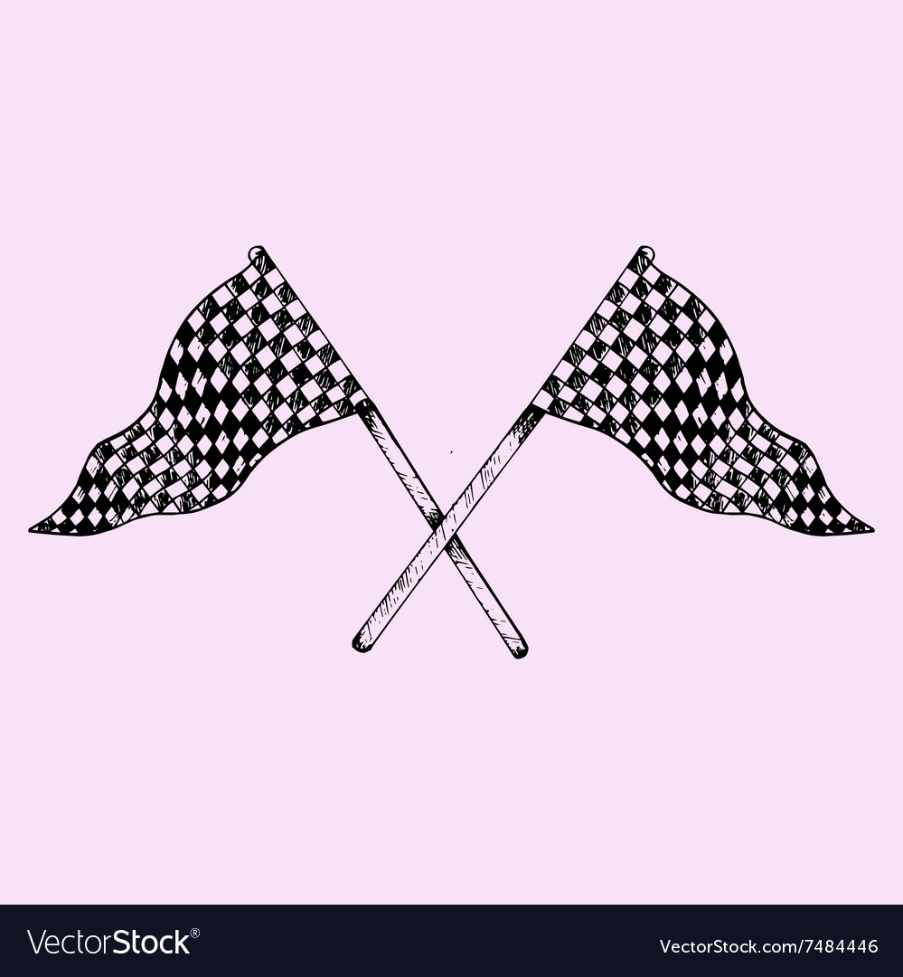 Two checker flags crossed Royalty Free Vector Image