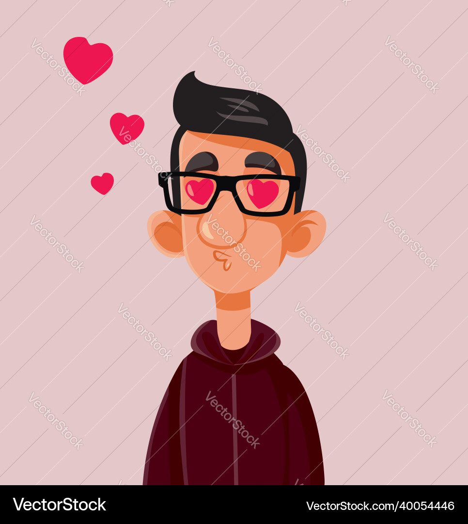 Young man falling in love cartoon Royalty Free Vector Image