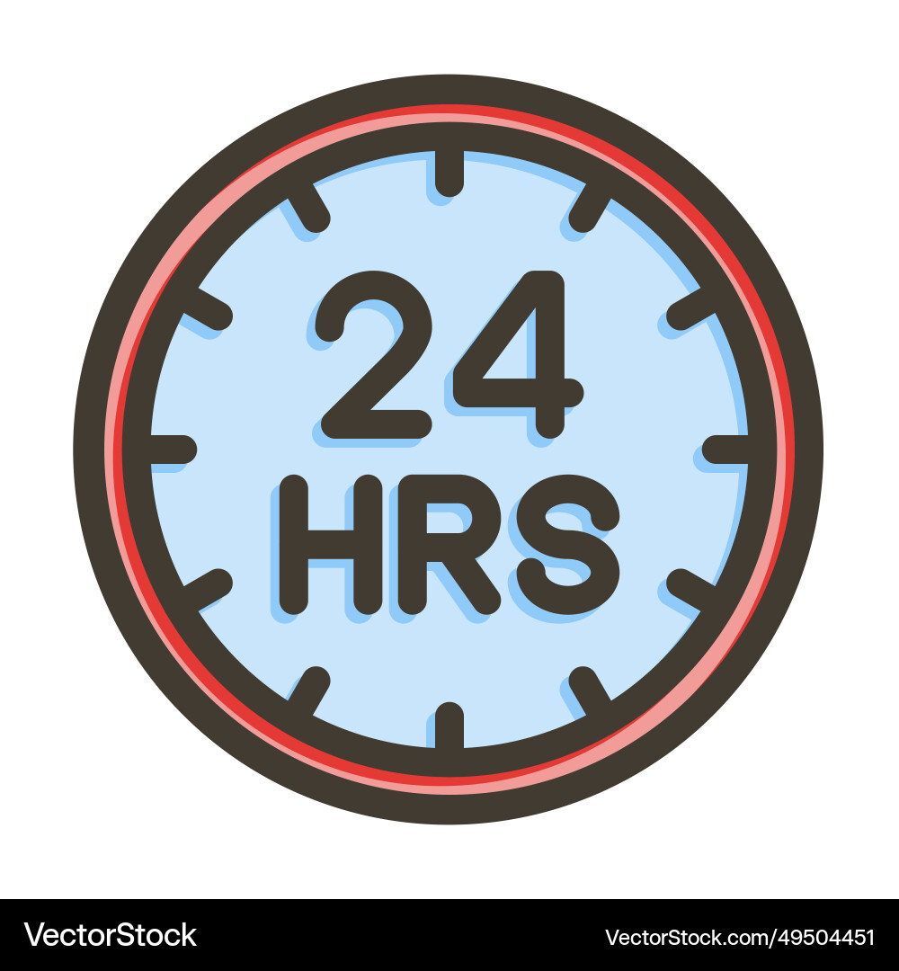 24 hours thick line filled colors icon Royalty Free Vector