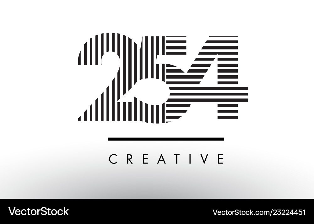 254 black and white lines number logo design Vector Image