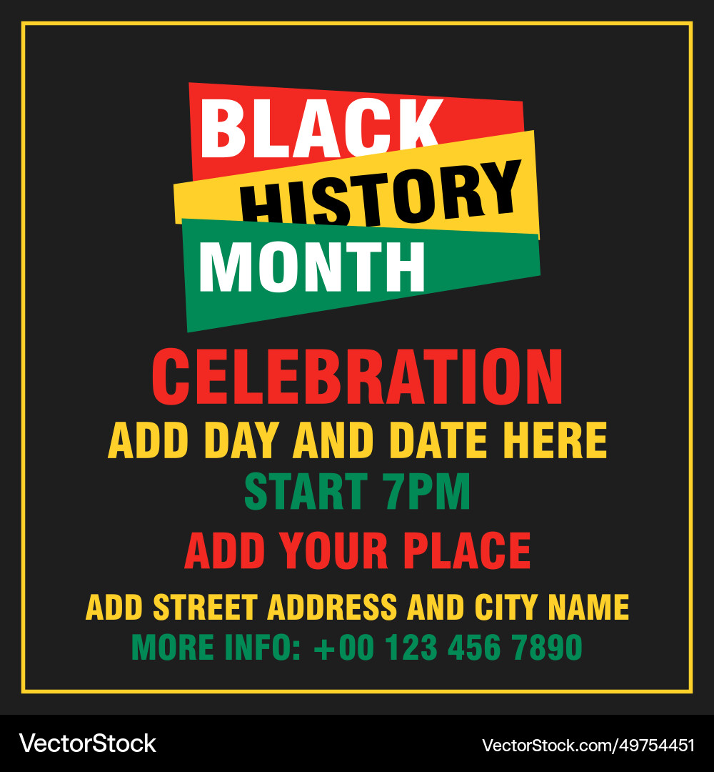 Black history month flyer poster design Royalty Free Vector