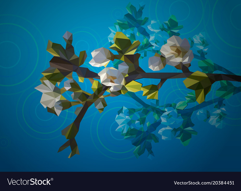 Blooming branch of a tree with white flowers from Vector Image