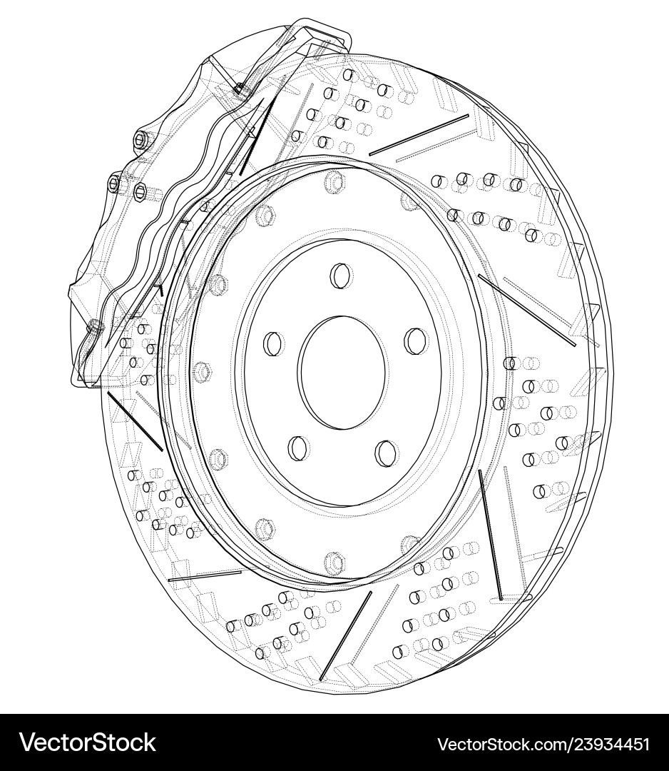 Brake disc outline rendering of 3d Royalty Free Vector Image