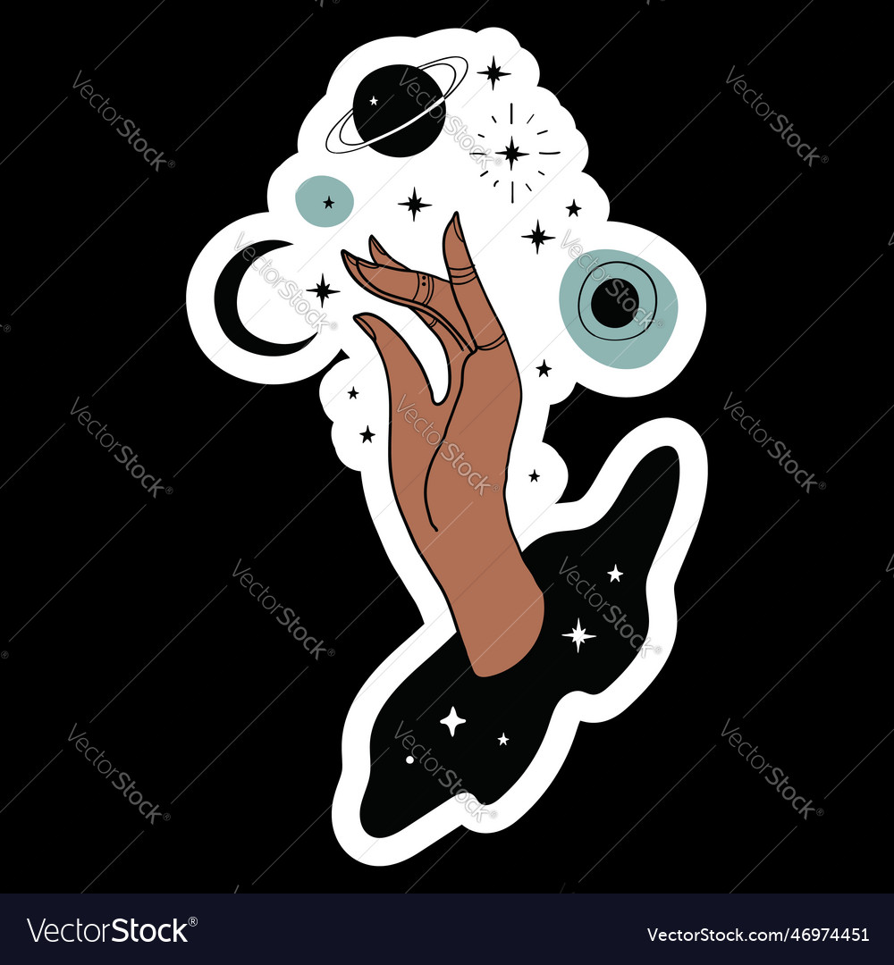 Celestial magic hand logo Royalty Free Vector Image
