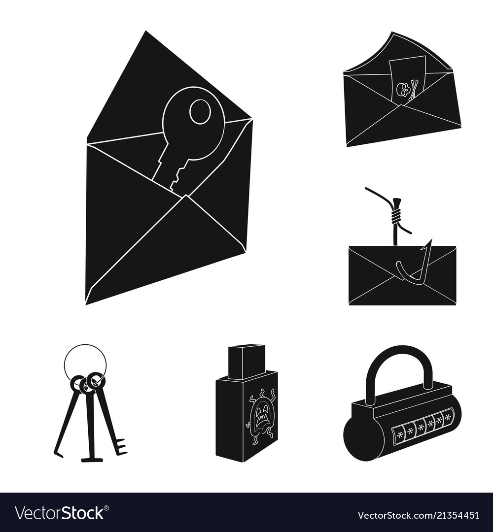 Hacker and hacking black icons in set collection Vector Image