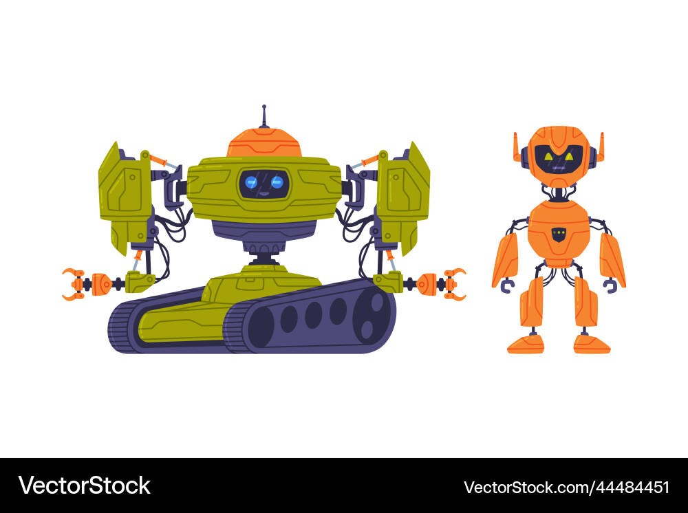 Metal robot machine with limbs for labor Vector Image
