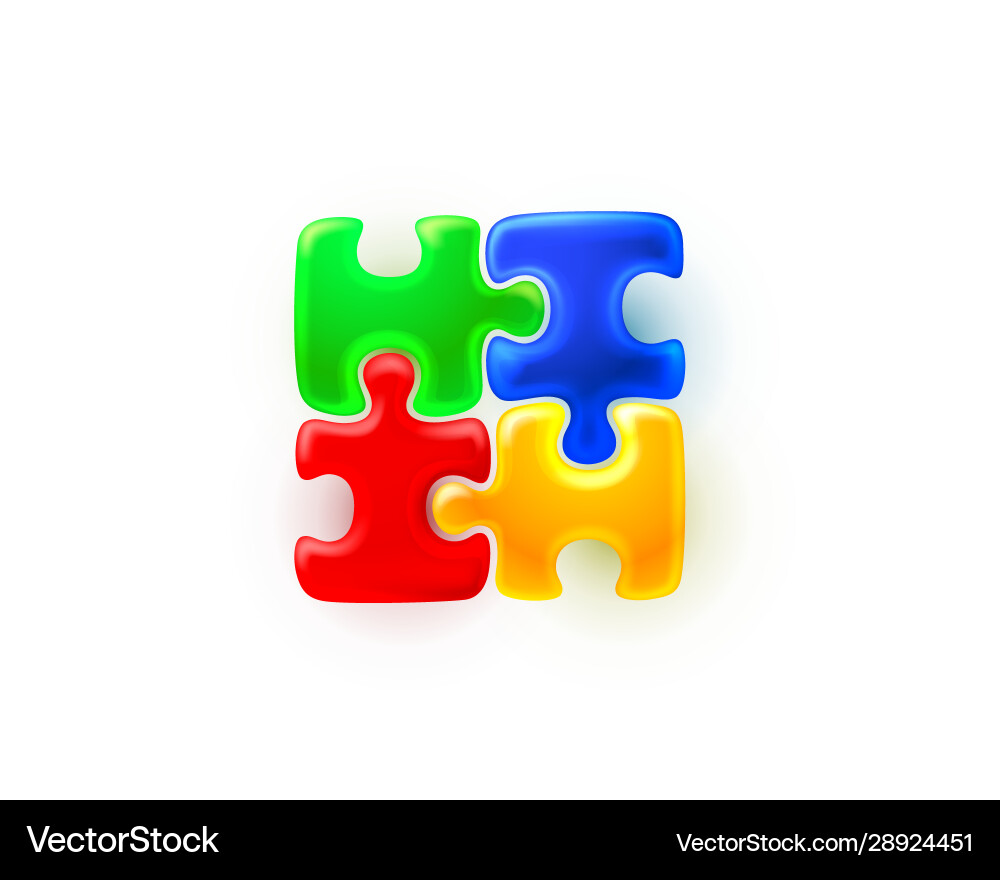 Puzzle colored sign group art game icon idea Vector Image