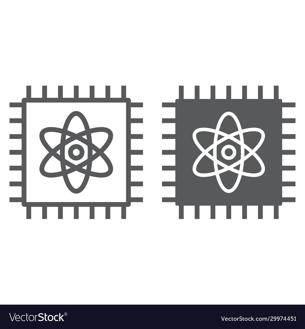 Quantum computing line and glyph icon technology Vector Image