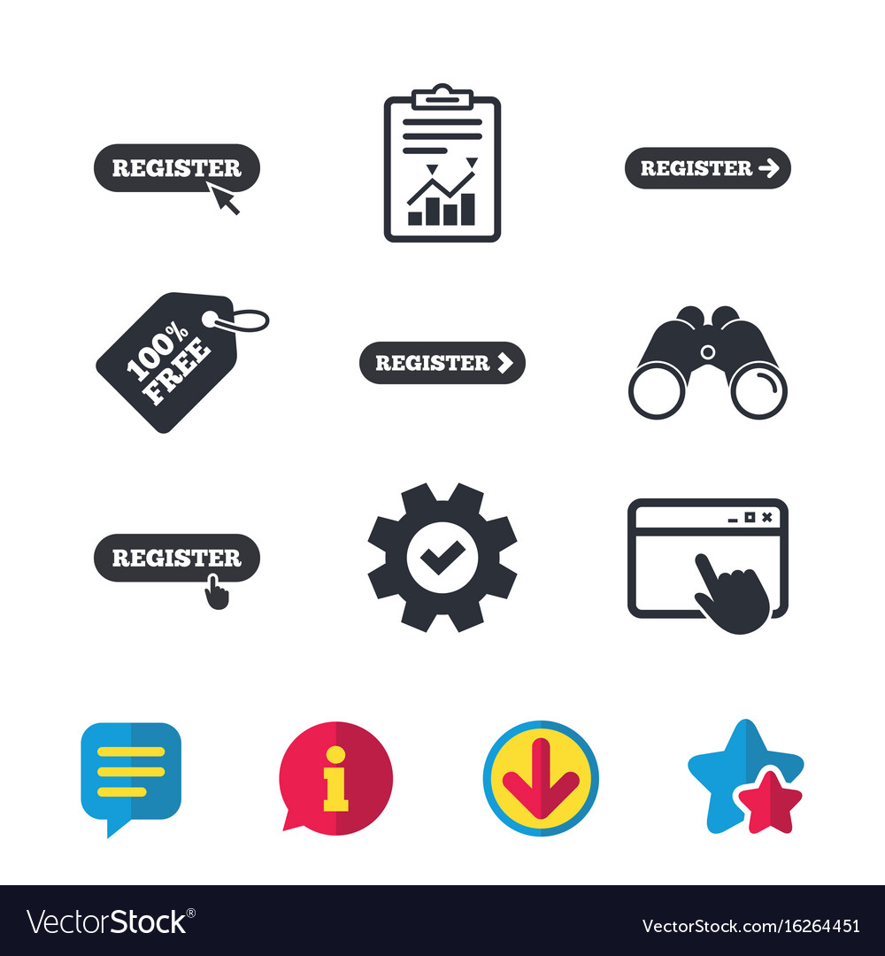 Register with hand pointer icon mouse cursor Vector Image