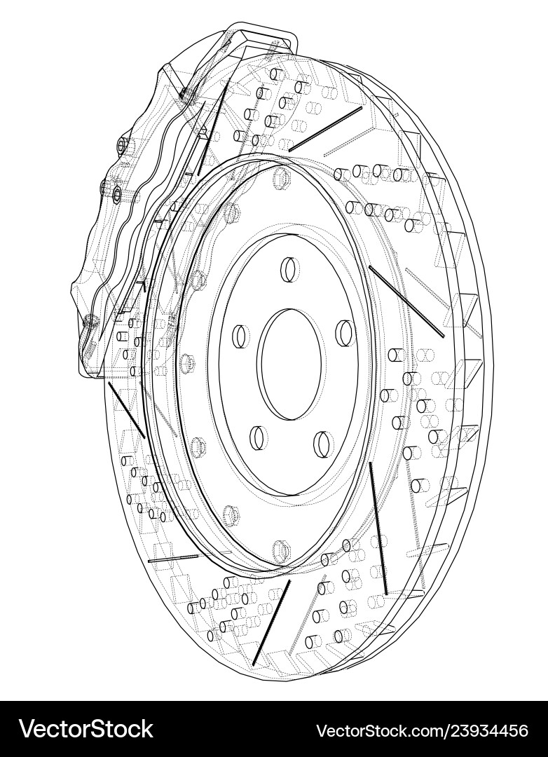 Brake disc outline rendering of 3d Royalty Free Vector Image