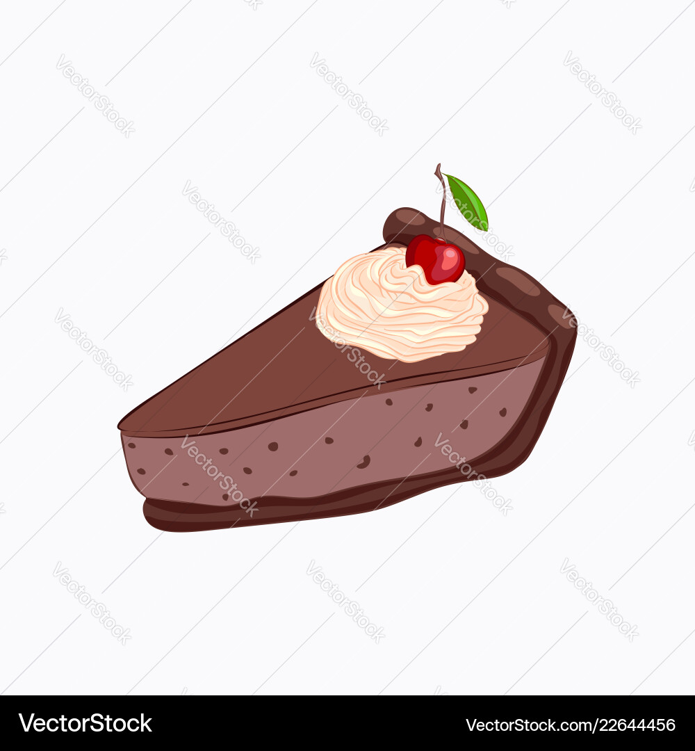 Chocolate cheesecake with whipped cream and cherry