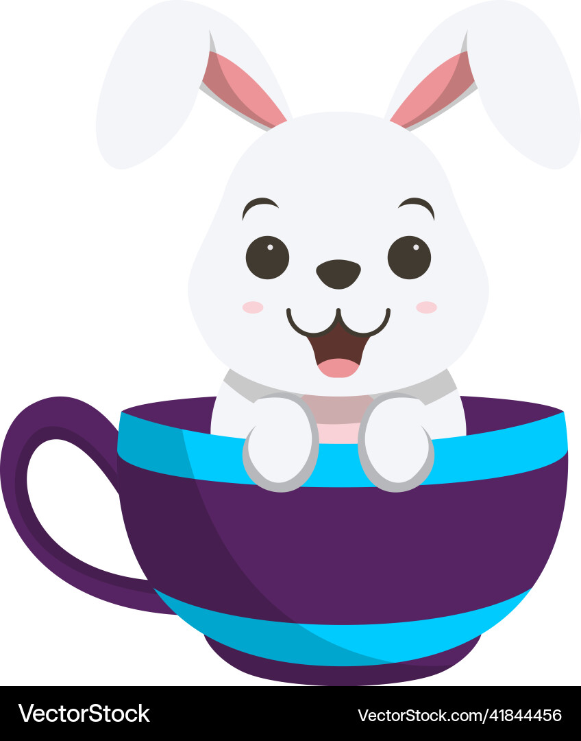 Cute little white rabbit in the mug Royalty Free Vector