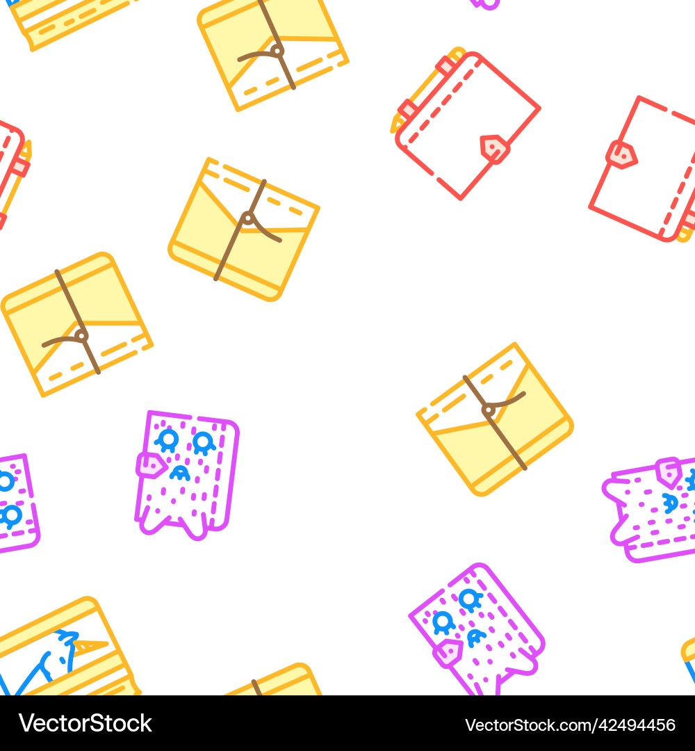 Diary paper stationery accessory icons set Vector Image