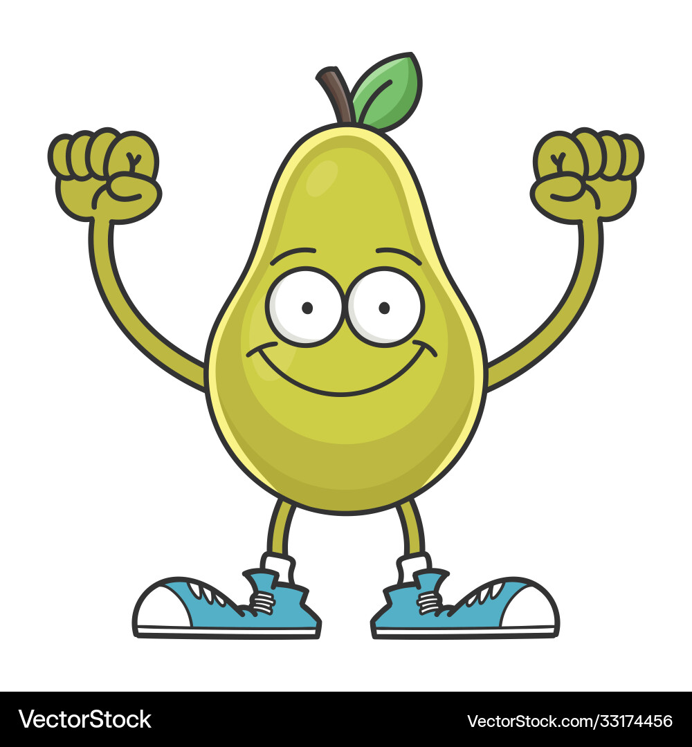 Happy smiling pear fruit cartoon character Vector Image