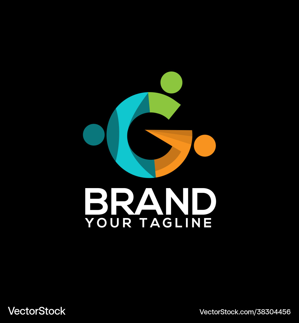 Letter g with people on black background Vector Image