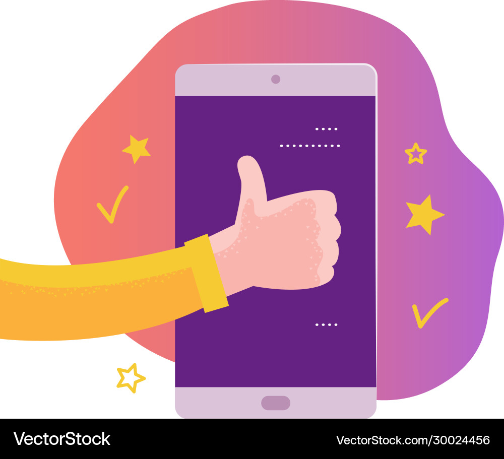 Mobile app concept design with online review Vector Image