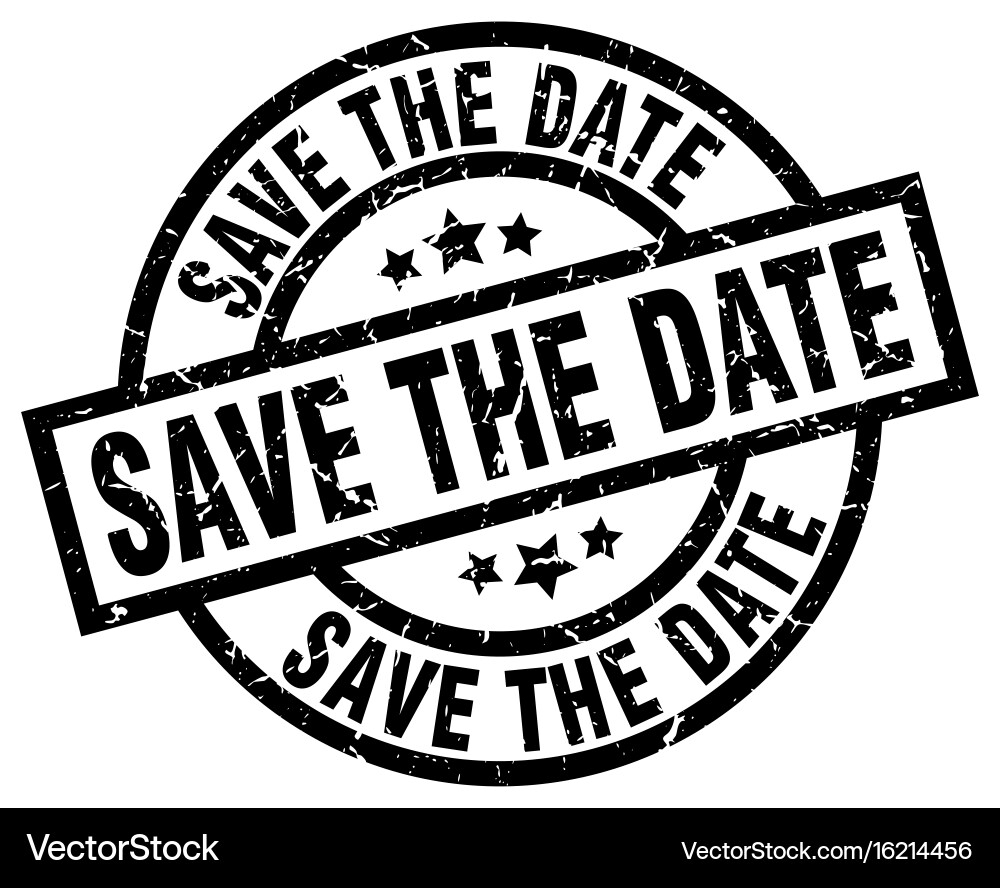 Save the date round grunge black stamp Royalty Free Vector