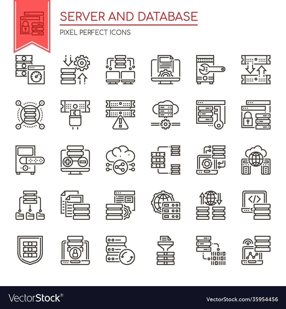 Server and database thin line pixel perfect Vector Image