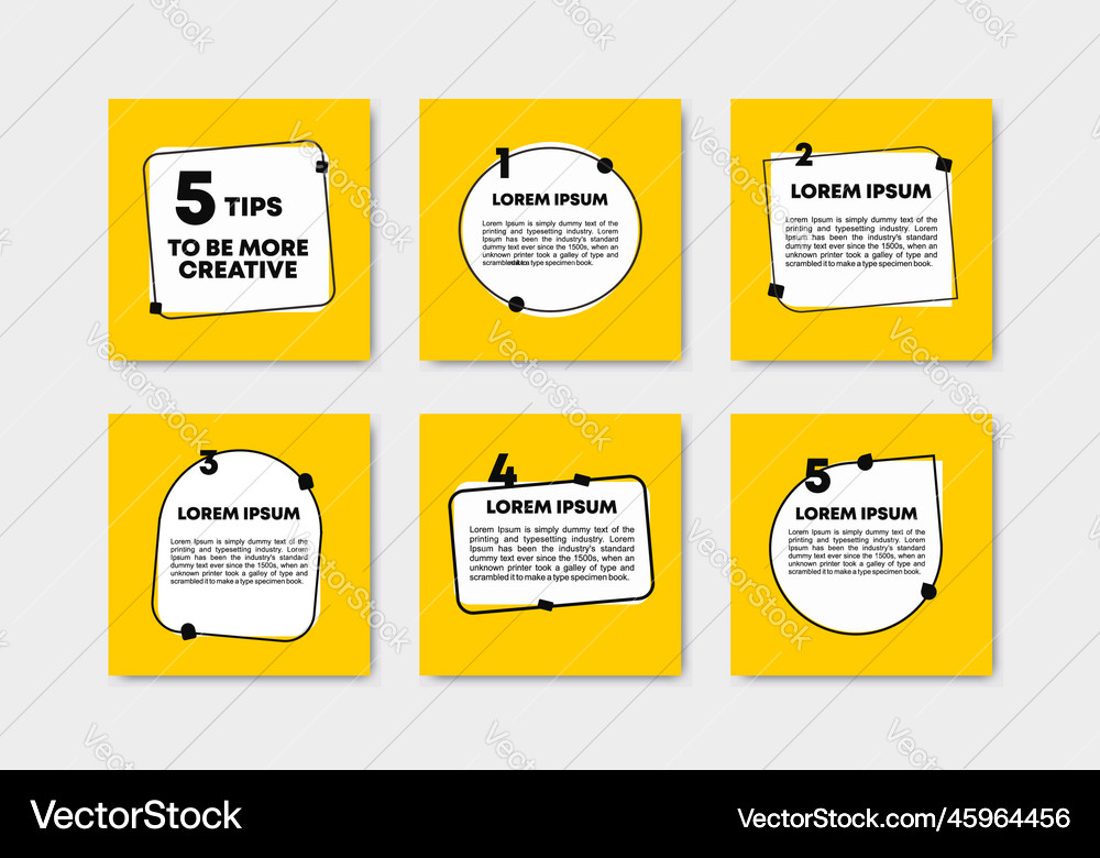 Set collection of 6 square banners with sample Vector Image