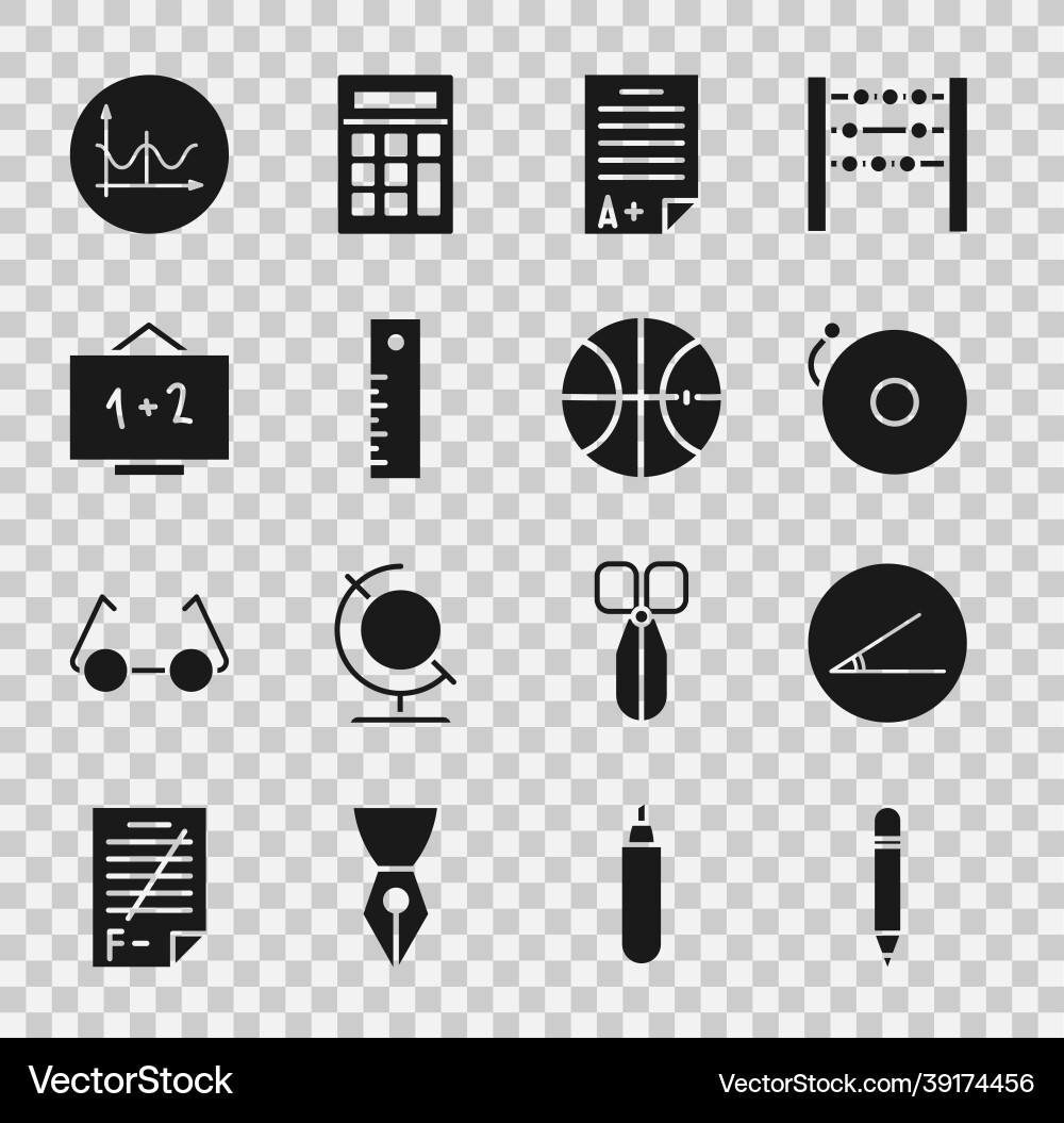 Set pencil with eraser acute angle ringing alarm Vector Image