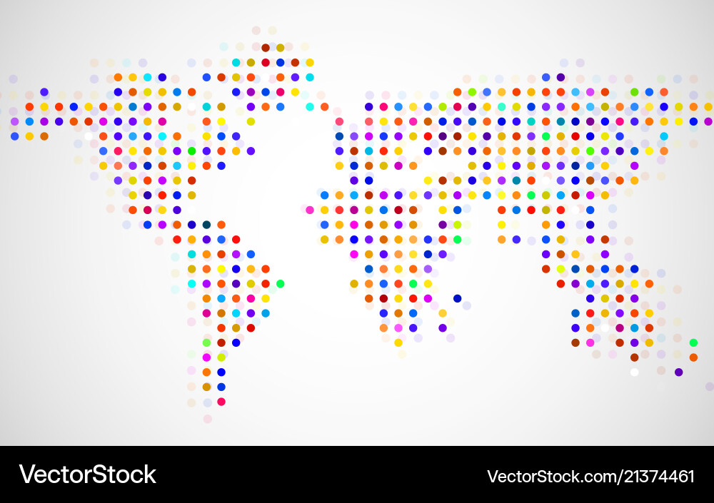 Abstract world map of dots on white background Vector Image