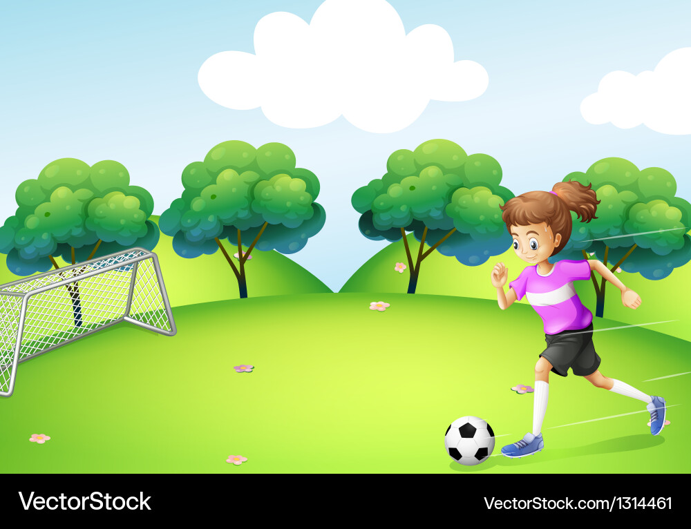 An athletic girl playing soccer Royalty Free Vector Image