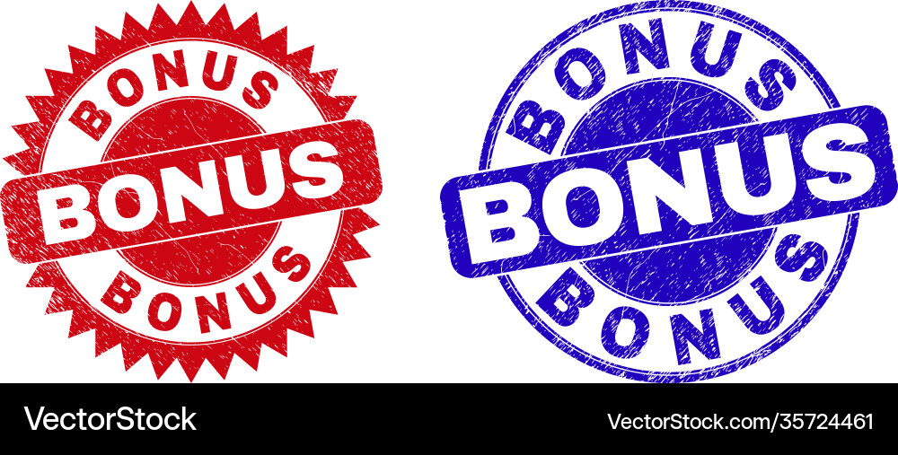 Bonus round and rosette stamps with unclean Vector Image