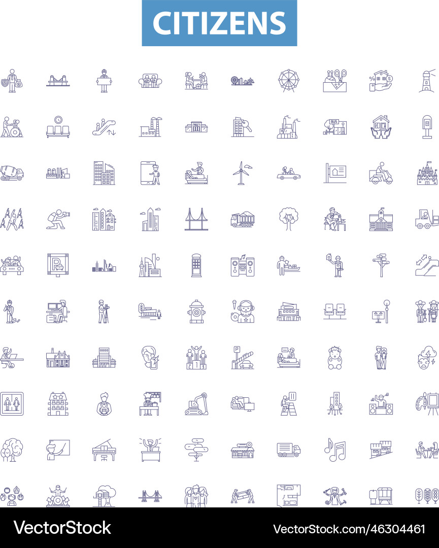 Citizens line icons signs set Royalty Free Vector Image