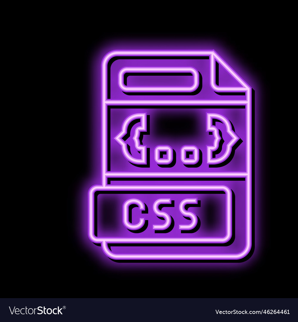 Css File Format Document Neon Glow Icon Royalty Free Vector