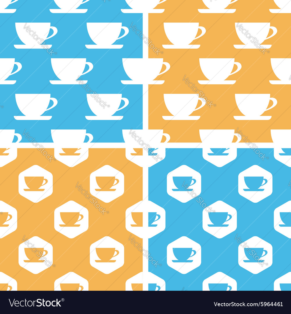 Cup pattern set colored Royalty Free Vector Image