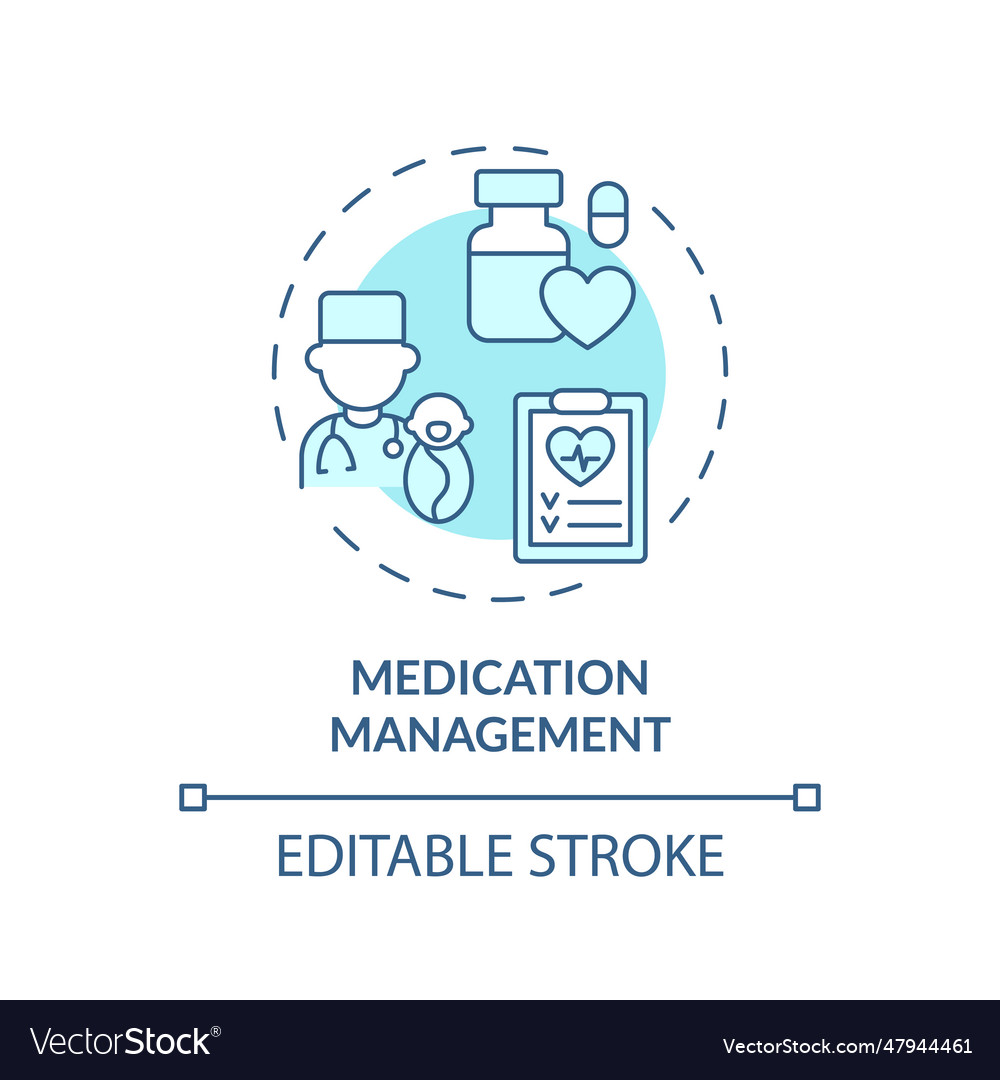 Medication management turquoise concept icon Vector Image Medication management turquoise concept icon Vector Image