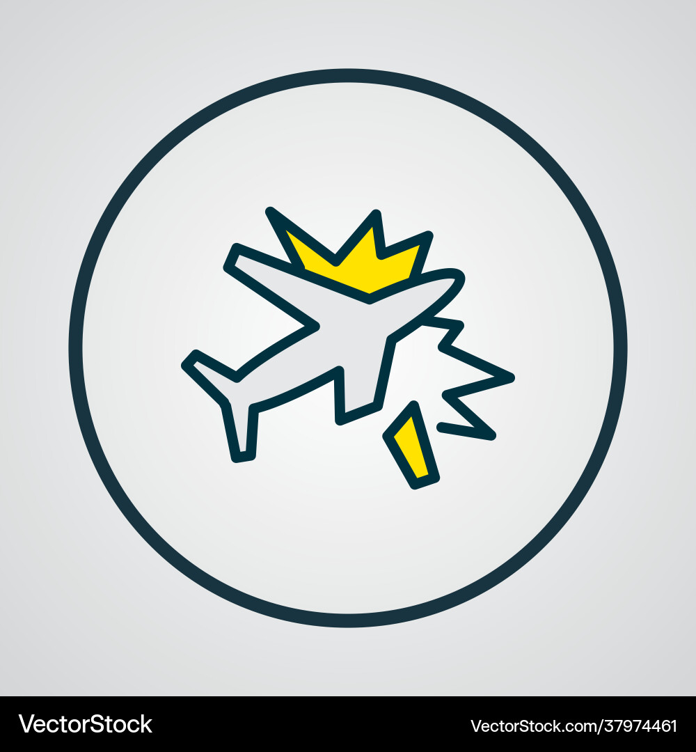 Plane crash icon colored line symbol premium Vector Image