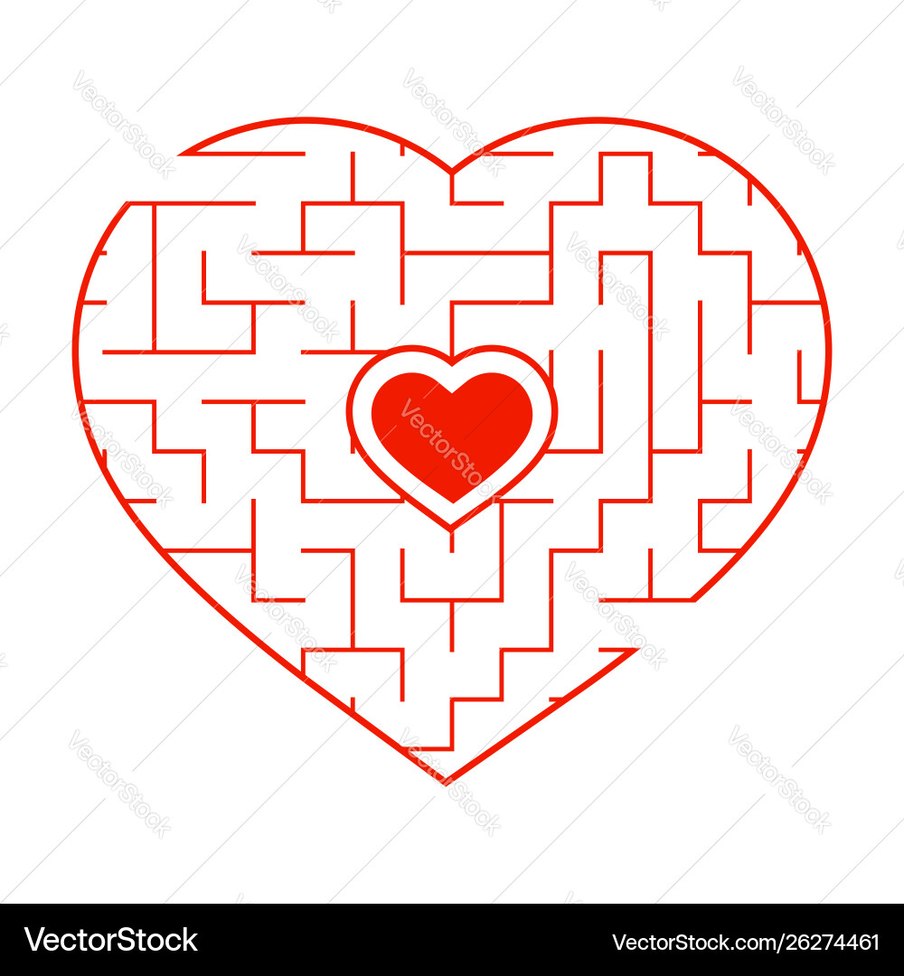 Red heart shaped labyrinth game for kids Vector Image