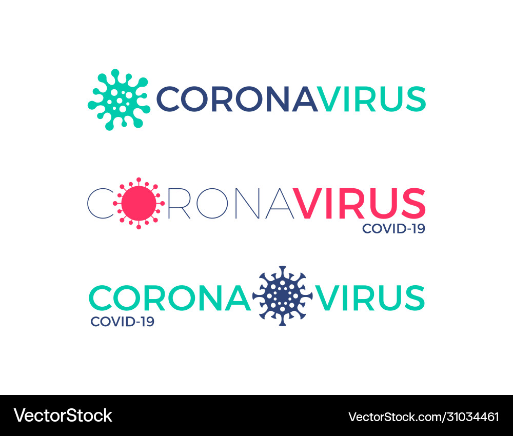 Set coronavirus logo with virus symbol Royalty Free Vector