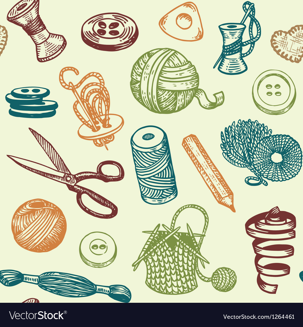 Sewing and needlework seamless pattern Royalty Free Vector