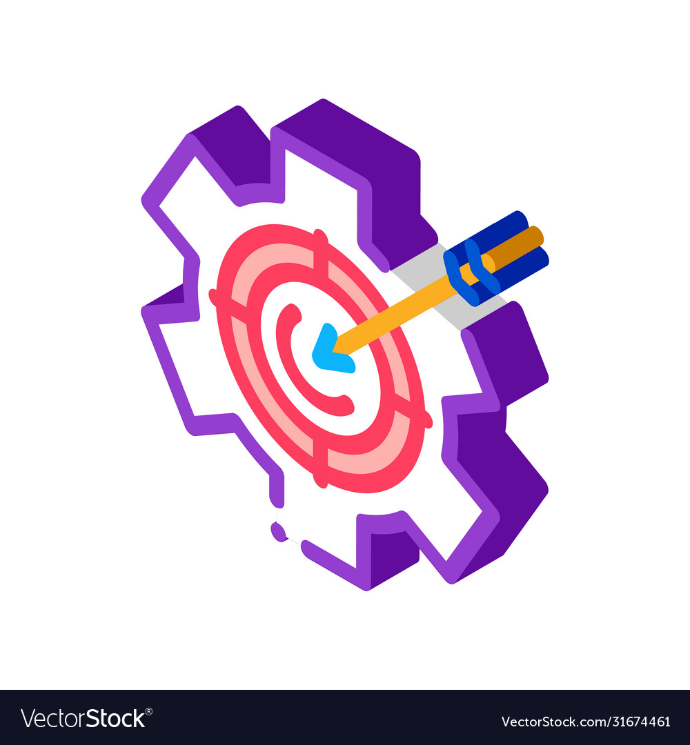 Target processing isometric icon Royalty Free Vector Image