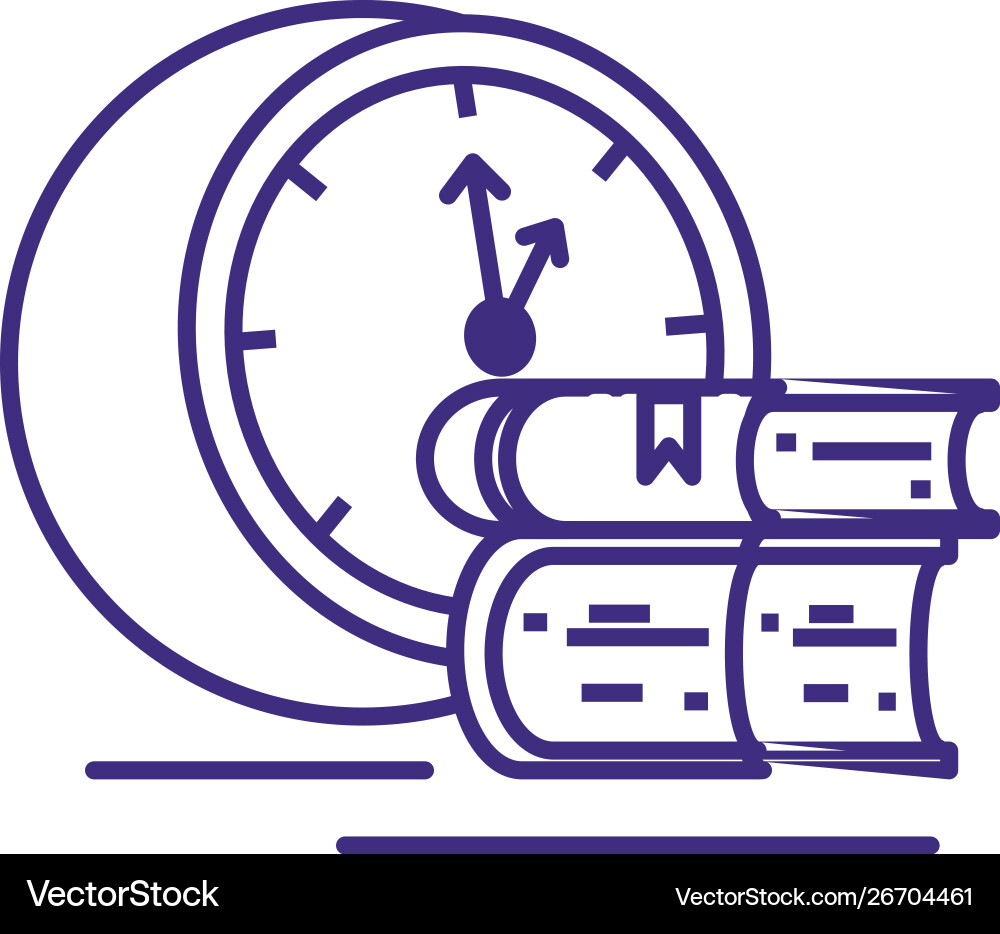 Time clock watch with books supplies Royalty Free Vector