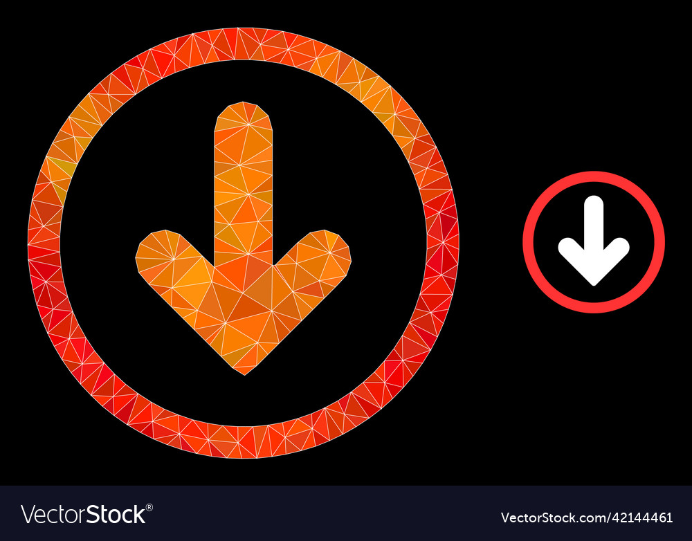 Triangle filled down pointer icon Royalty Free Vector Image