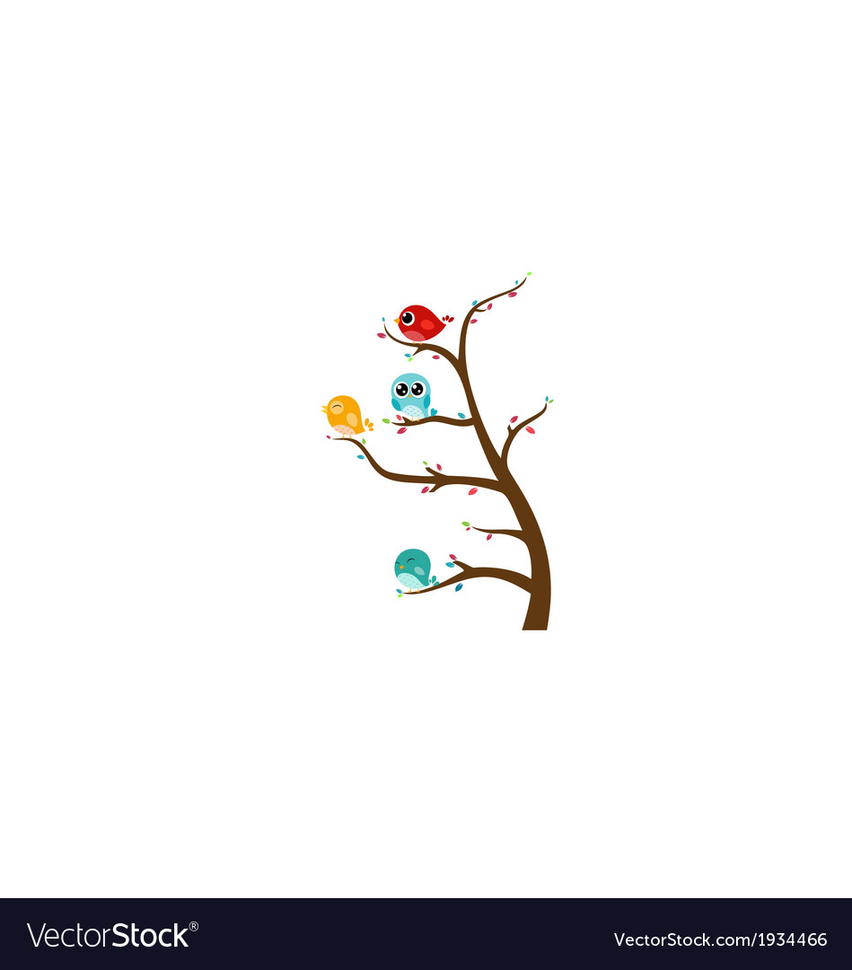 Birds sitting on tree Royalty Free Vector Image